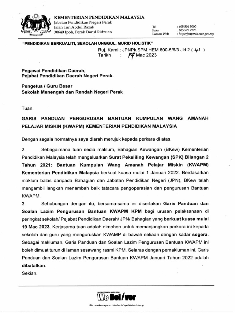 Garis Panduan Pengurusan Bantuan Kwamp KPM 2023 | PDF Garis Panduan Pengurusan Bantuan Kwamp KPM 2023 | PDF