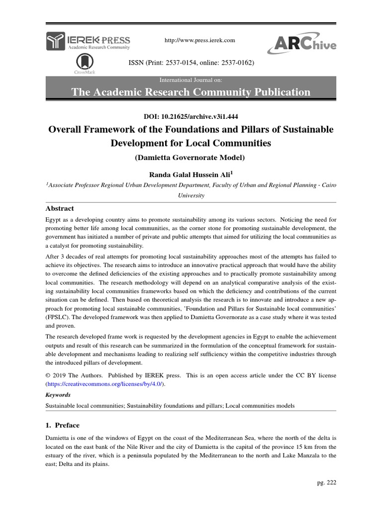 Overall Framework of The Foundations and Pillars of Sustainable ...