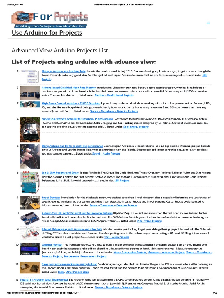Advanced View Arduino Projects List - Use Arduino For Projects-4 | PDF ... Advanced View Arduino Projects List - Use Arduino For Projects-4 | PDF ...