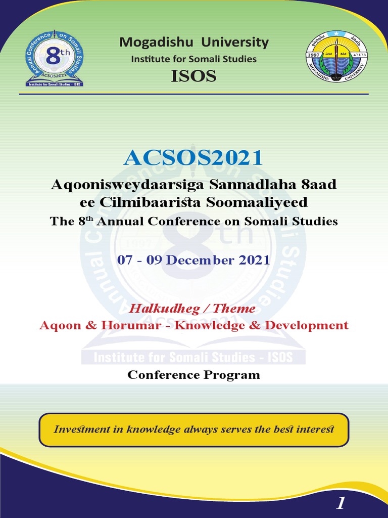 Investment in Knowledge: The 8th Annual Conference on Somali Studies at ...