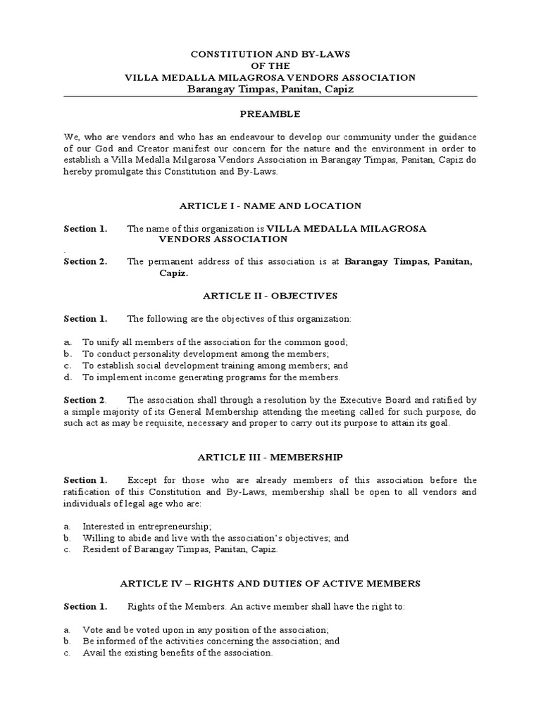 Constitution and by Laws | PDF | Board Of Directors | Ratification