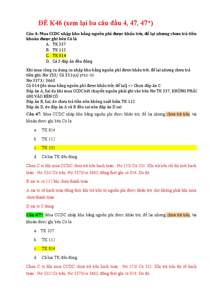 VẤN ĐÁP KTC 1 | PDF