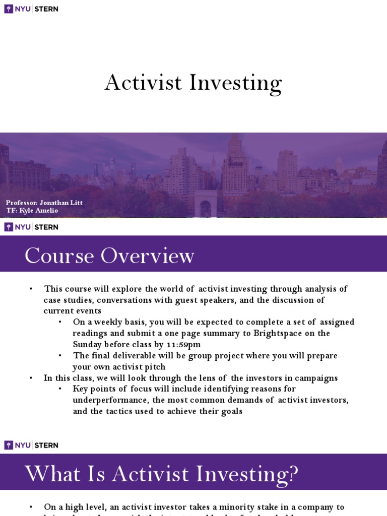 Activist Investing Intro Slides Day 1 | PDF | Economies | Private Sector