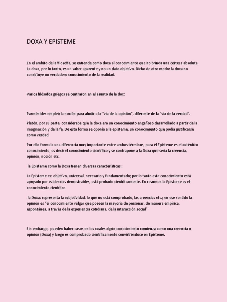Doxa Y Episteme | PDF