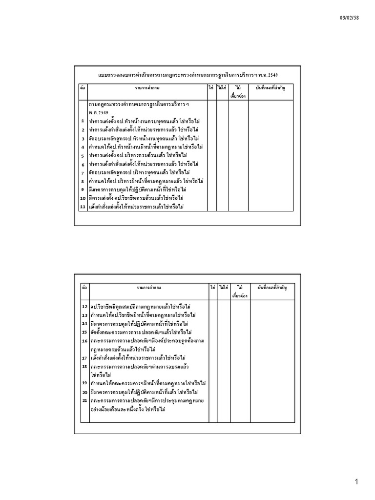 กฏกระทรวง 2549 แบบchecklist.pdf | PDF