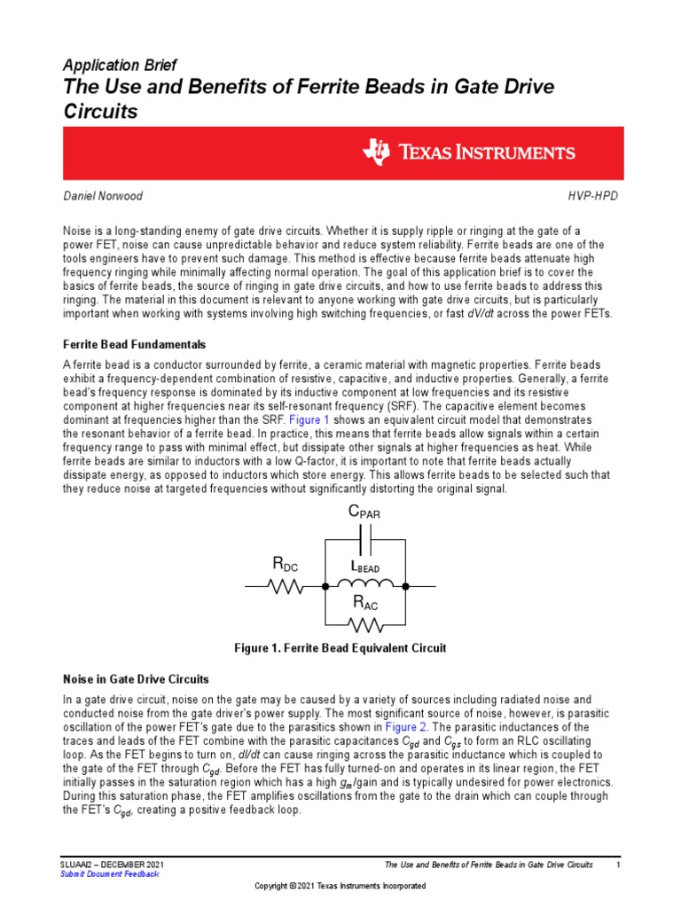 Benefits of Ferrite Beads in Gate Drive Circuits | PDF | Field Effect ...