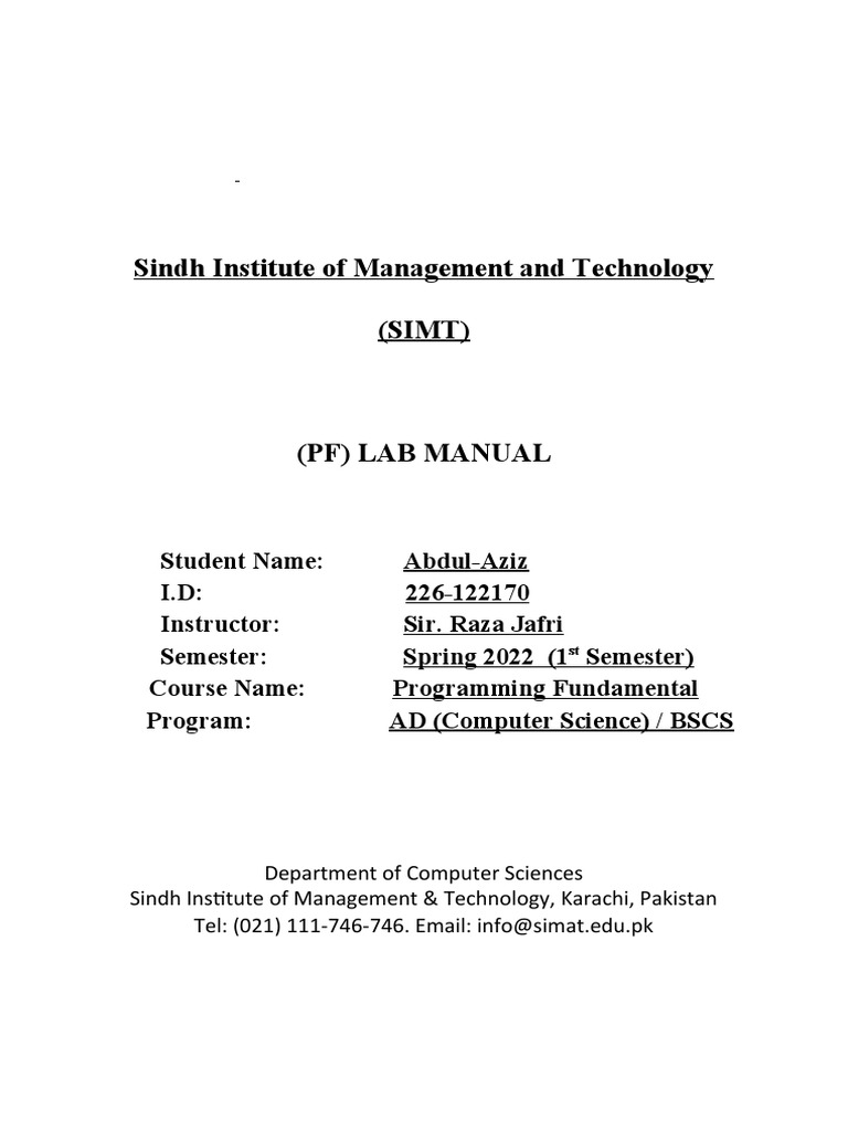 Lab Manual P.F | PDF | Python (Programming Language) | Control Flow