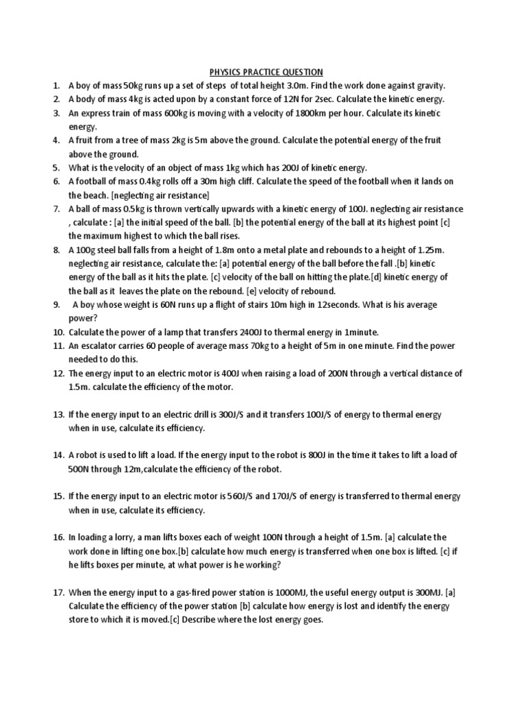 Physics Practice Question - 100612 | PDF | Teaching Methods & Materials ...