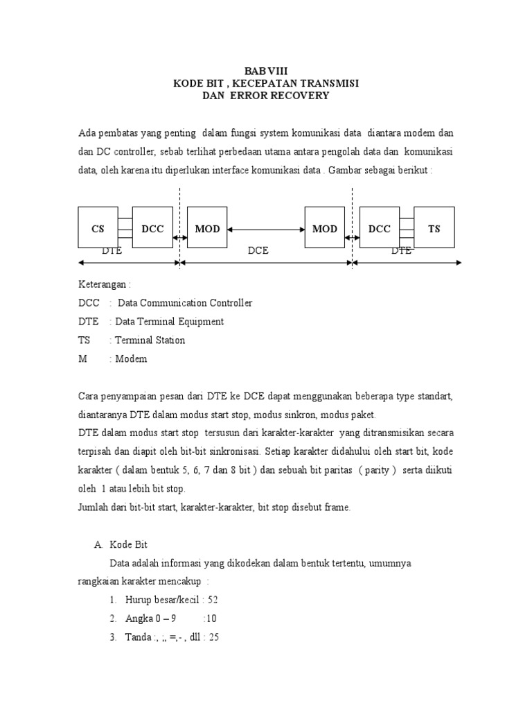 BAB VIII Kode Bit, Kec - Transmisi Dan Error Recovery | PDF