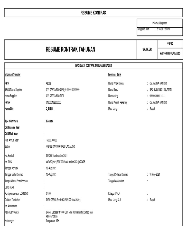 KONTRAK PENGADAAN ATK | PDF