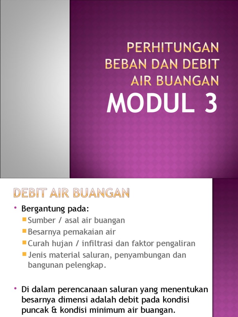 Modul 3b PERHITUNGAN BEBAN DAN DEBIT AlR BUANGAN | PDF
