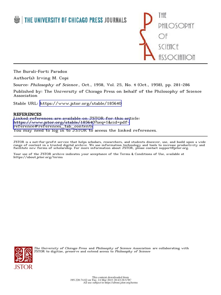 Burali-Forti Paradox Explained | PDF | Mathematical Concepts | Mathematics