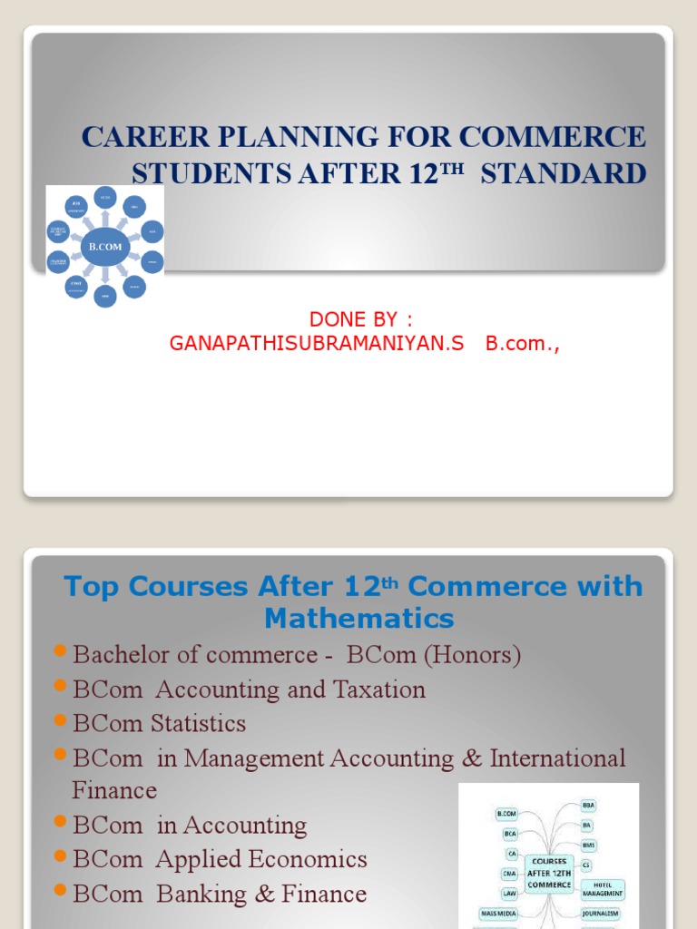 Career Planning For Commerce Students After 12TH Standard | PDF ...