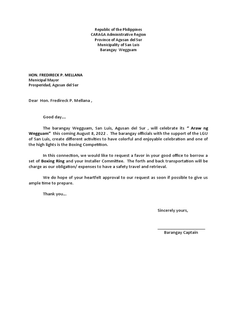 Boxing Ring Letter Request | PDF