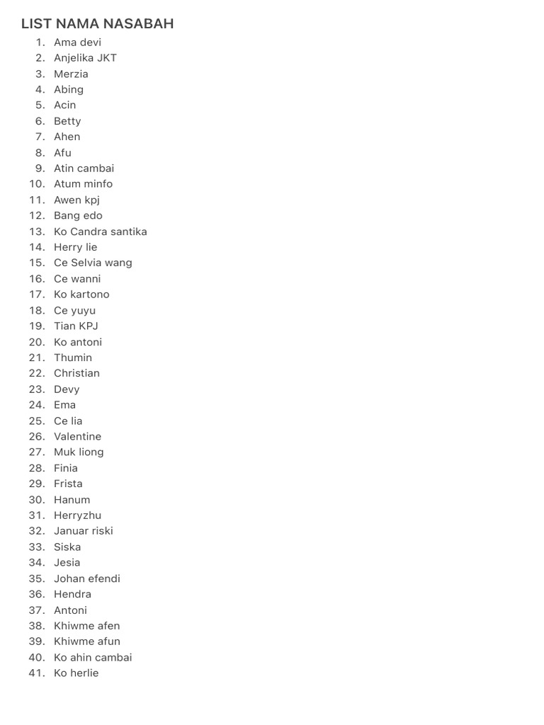 List Nama Nasabah PDF | PDF