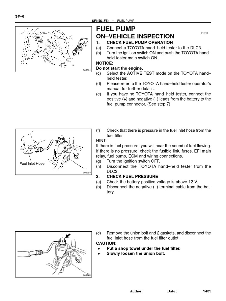 5sfe-Fuel Pump | PDF | Pressure | Fuse (Electrical)