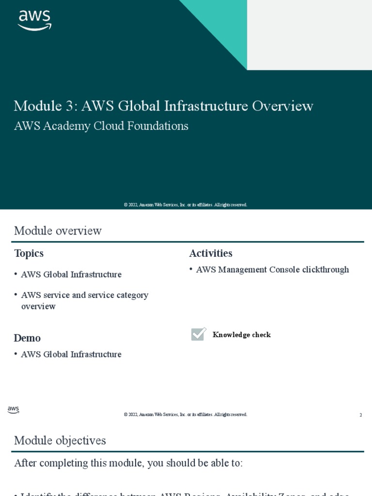 AcademyCloudFoundations Module 03 | PDF | Amazon Web Services | Data Center