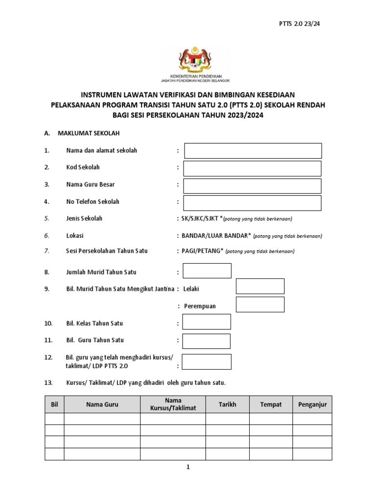 Instrumen Verifikasi PTTS 2.0 2023 | PDF
