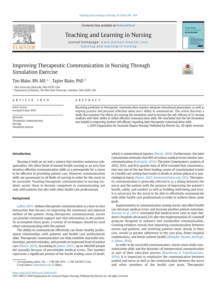 Therapeutic Communication Through Simulation PDF | PDF | Nursing | Simulation
