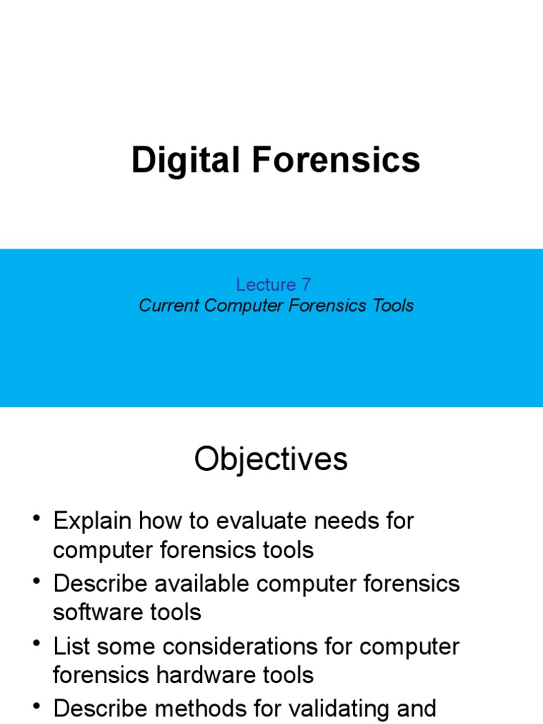 SCI4201 Lecture 7 - Forensics Tools | PDF | Computer Forensics | Usb