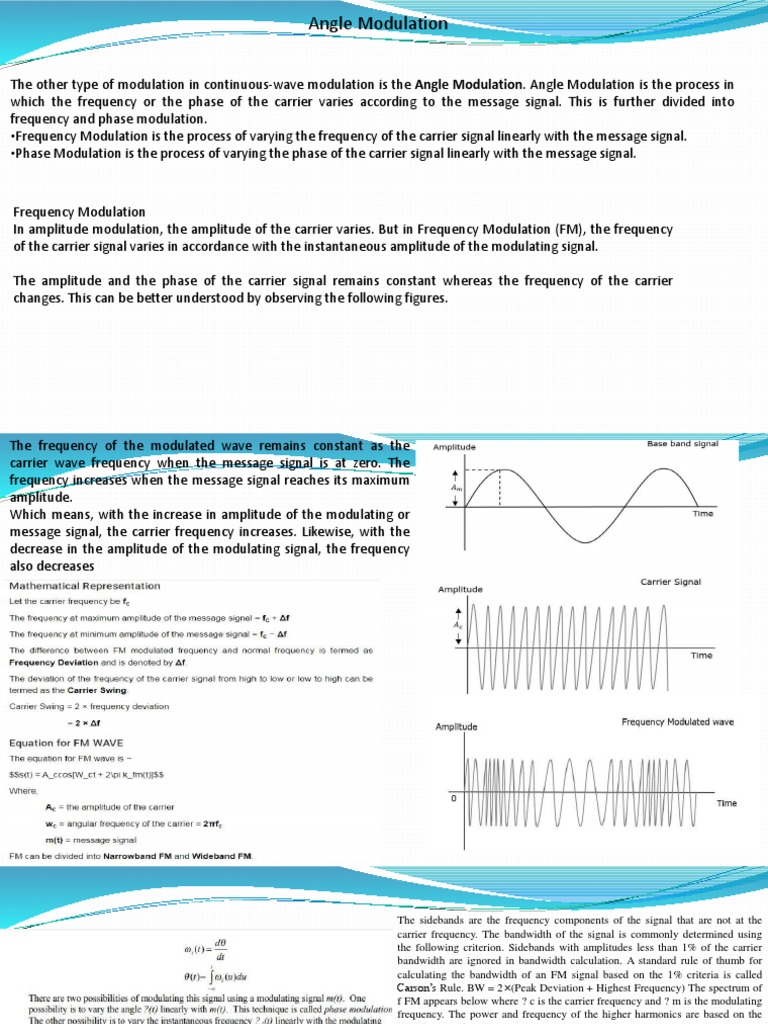 Angle Modulation Pdf Frequency Modulation Multiplexing