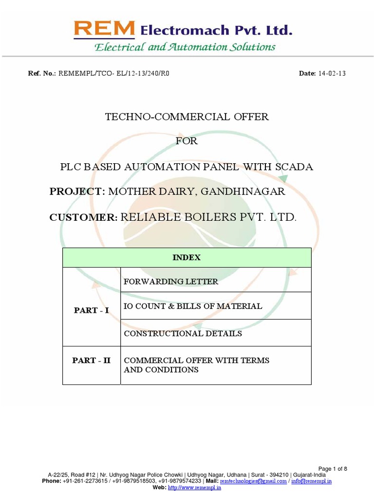Tco 2013 240 Rajni Automation | PDF | Electrical Wiring | Manufactured Goods