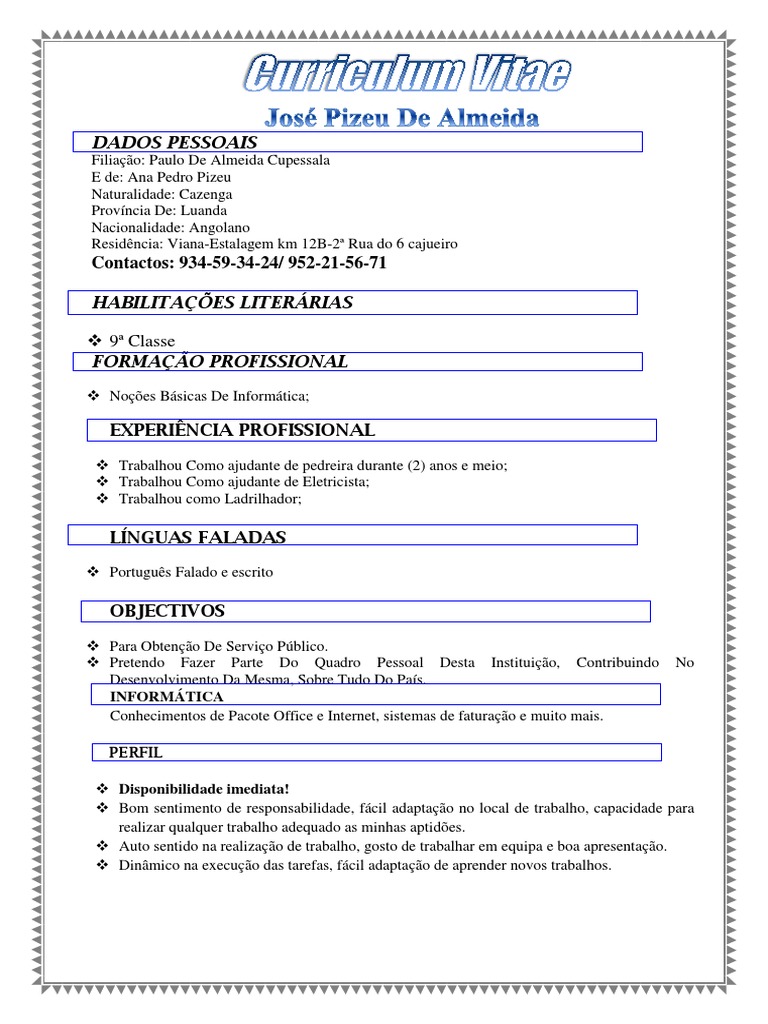 Curriculum Vitae de Jose | PDF