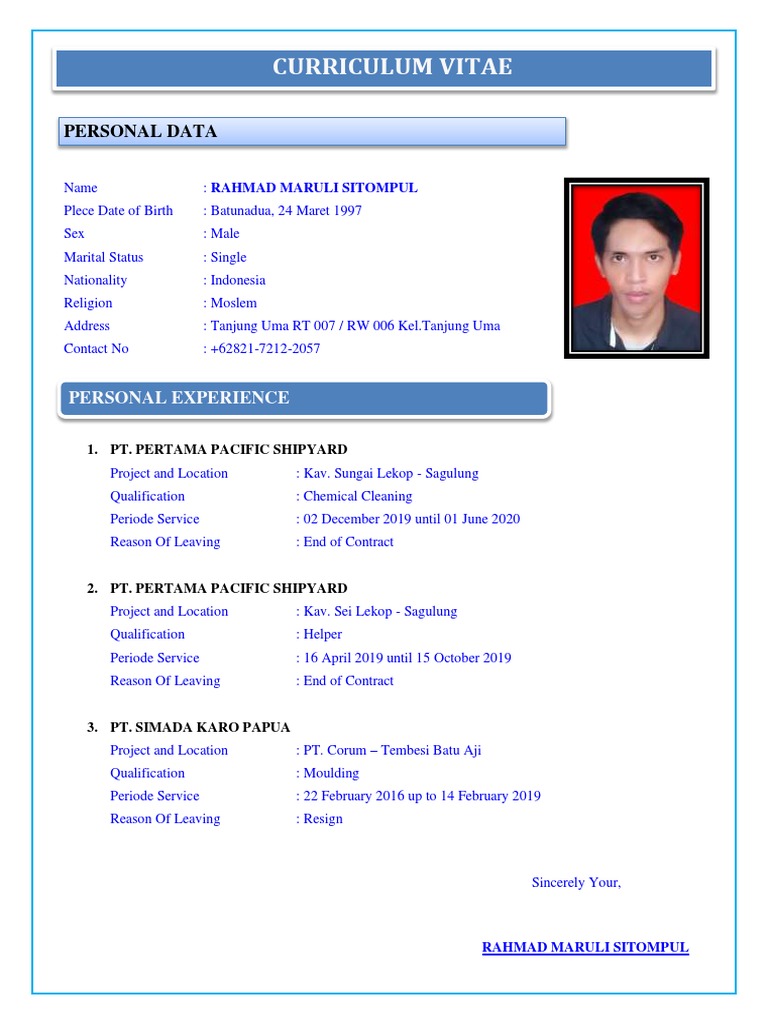 Curiculum Vitae Rahmad Maruli PDF | PDF