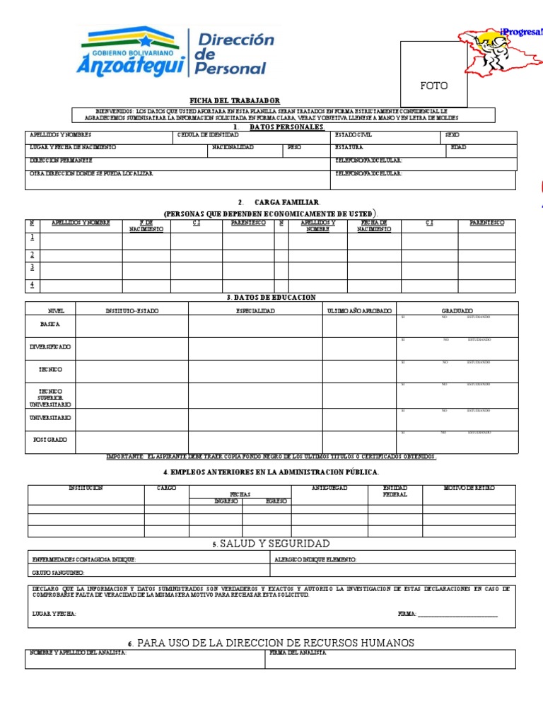 Ficha Del Trabajador | PDF