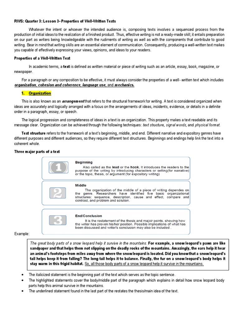 RWS Lesson 3 Handout | PDF | Punctuation | Essays