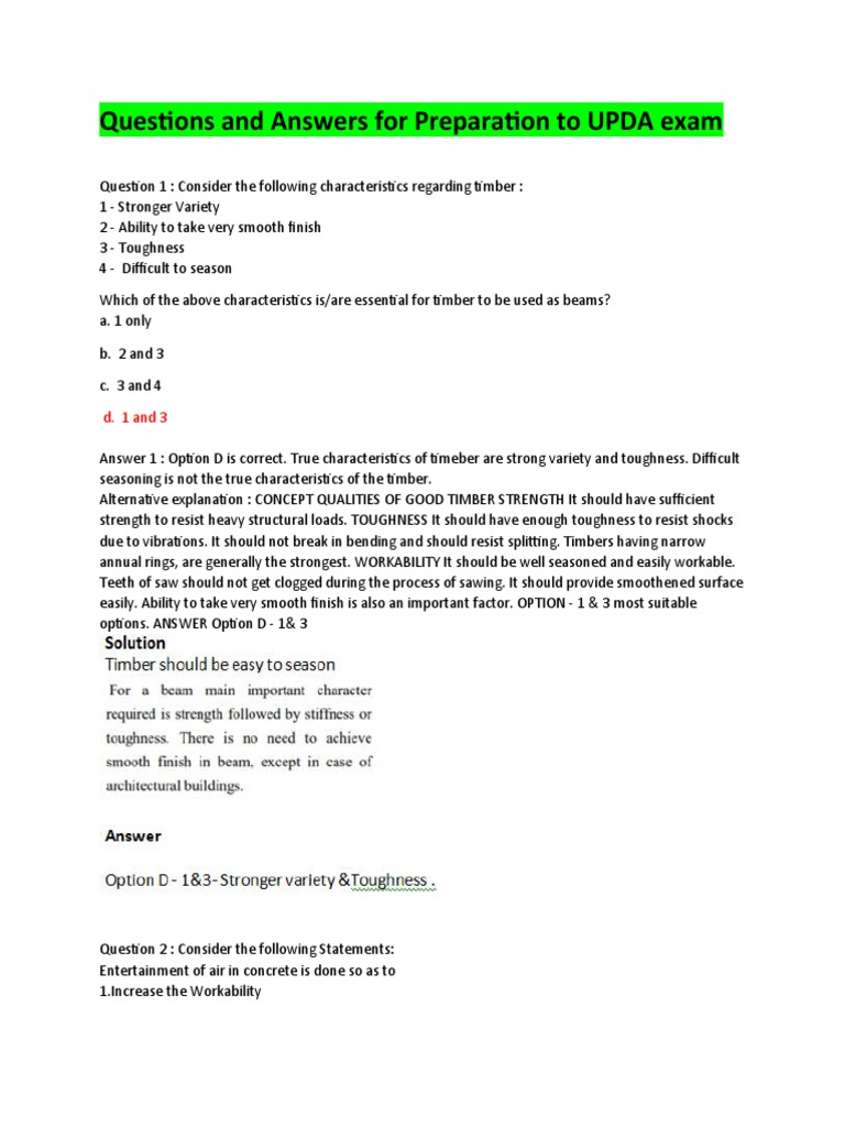 Final Questions and Answers For Preparation To UPDA Exam | PDF ...