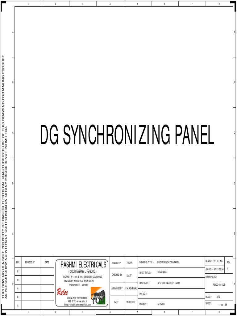 DG Synchronizing Panel Diagram | PDF | Electrical Wiring | Electrical ...