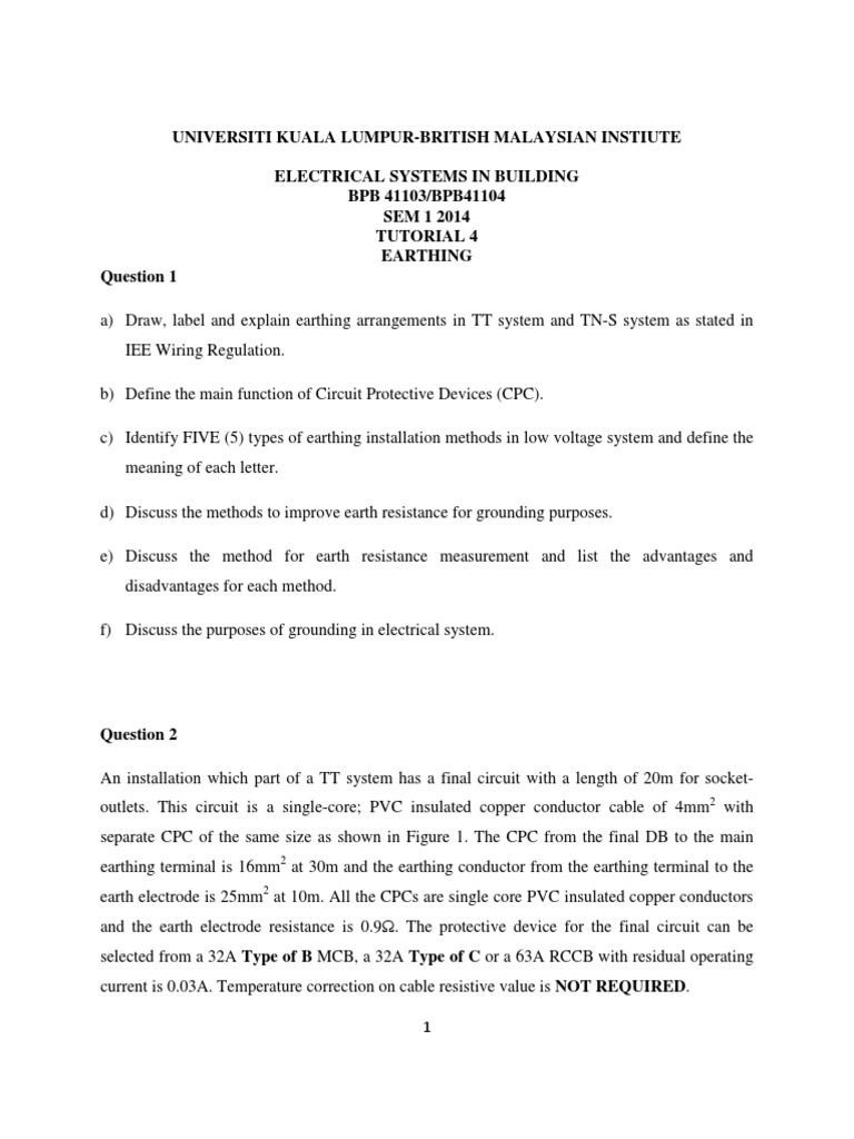 Electrical Earthing Tutorial | PDF | Electrical Resistance And ...