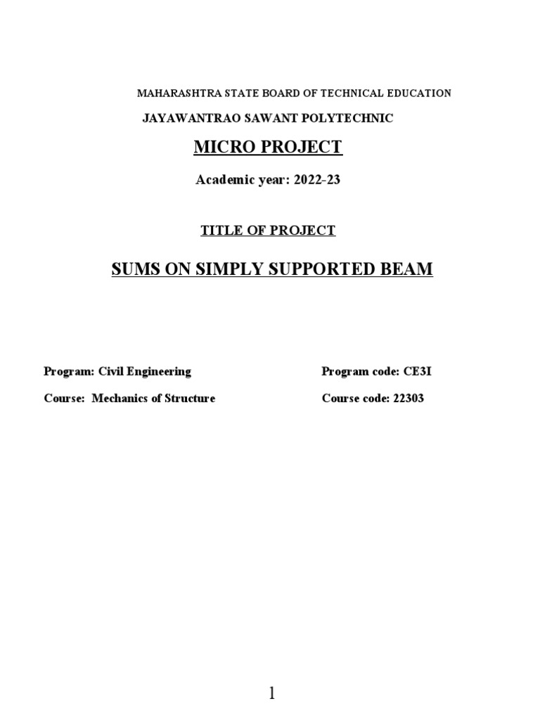 MOS Microproject Swarna | PDF | Bending | Beam (Structure)