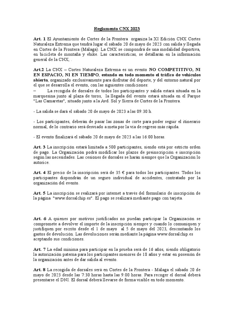 Reglamento CNX 2023 v2 | PDF | Negocios