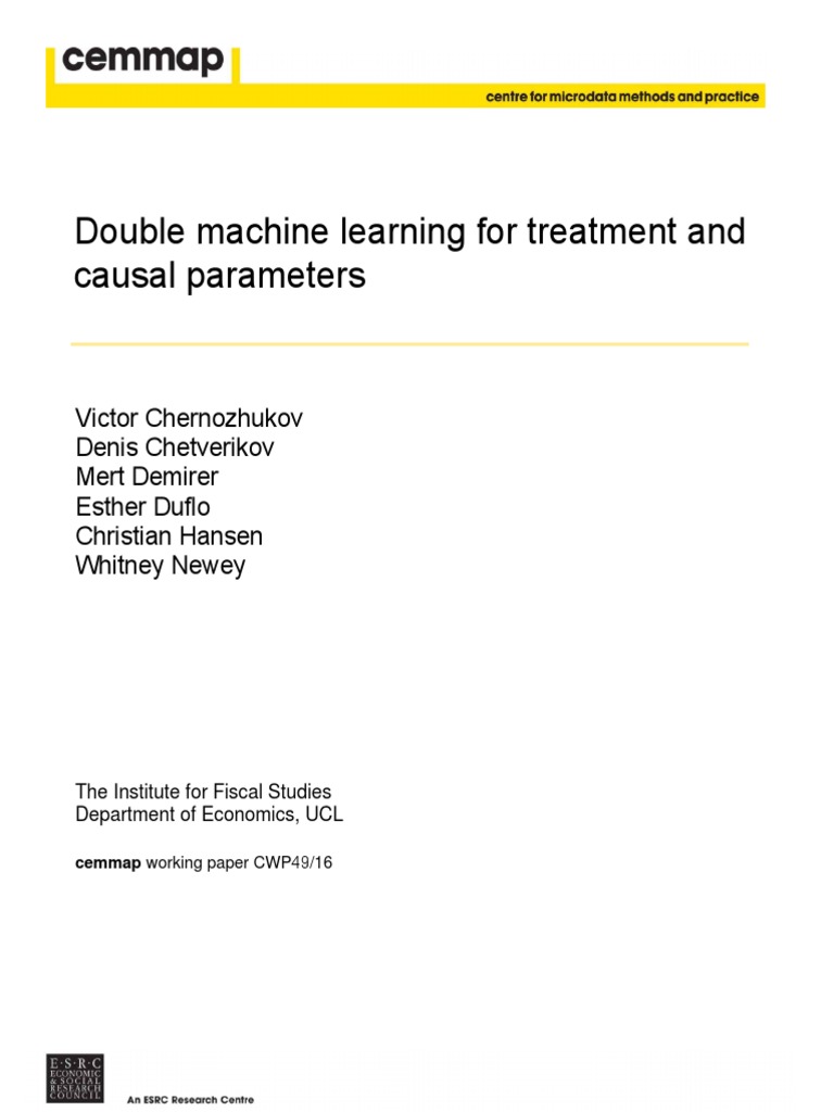 Double Machine Learning For Treatment and Causal Parameters | PDF | Estimator | Statistics