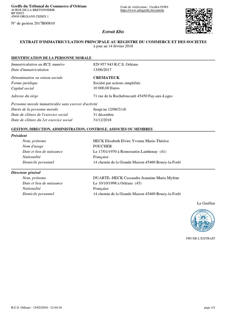 K-BIS Sas | PDF