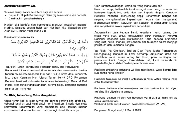 Teks Doa HUT PPNI | PDF