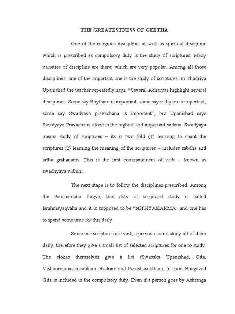 001 Greatness of Geetha | PDF | Bhakti | Bhagavad Gita