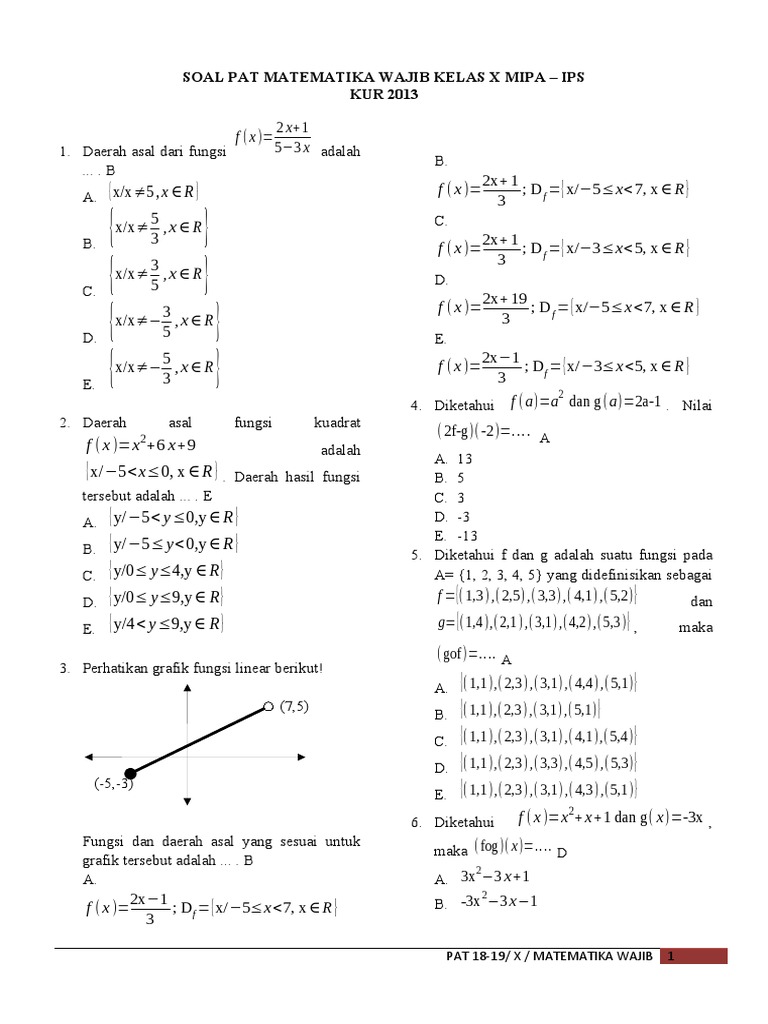 6 Soal Mat X Wajib Pat 18-19 | PDF | Metode & Bahan Ajar