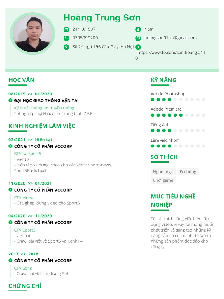 CV Hoang Trung Son | PDF