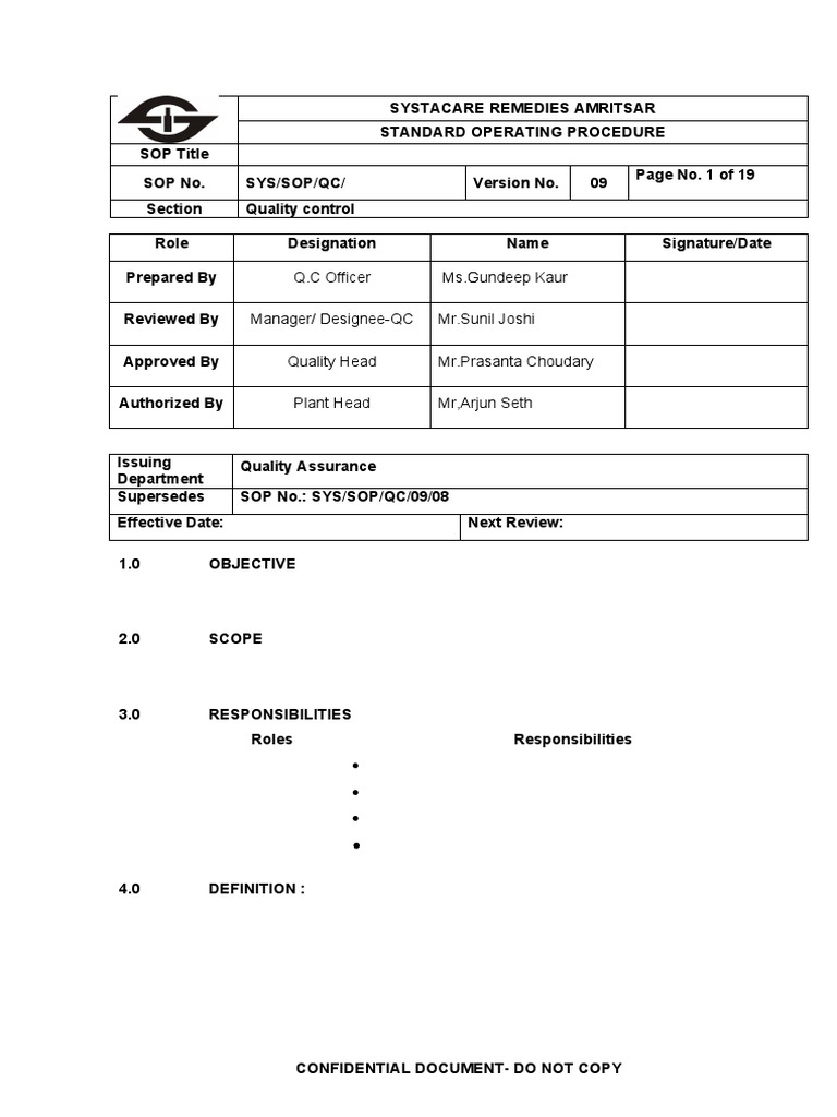 Blank Format For Sop | PDF | Information Technology Management | Clinical Research