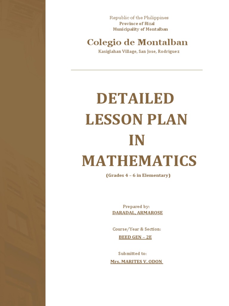 Subtraction of Similar and Mixed Numbers (Detailed Lesson Plan) | PDF | Mathematical Concepts ...