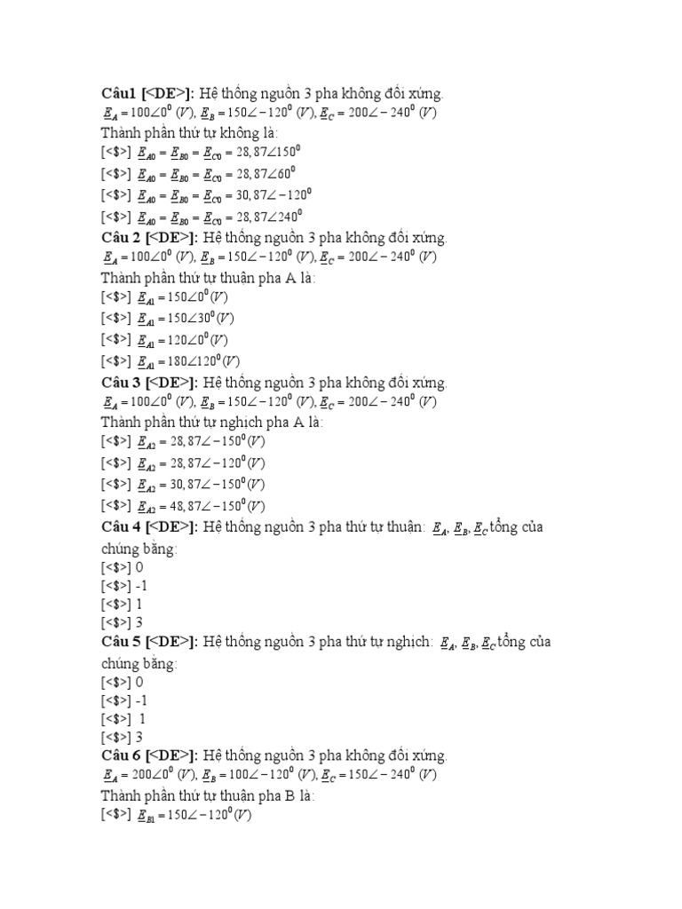 C3 Ba Pha Tai Dong Khong Co Dap An - Full PDF | PDF