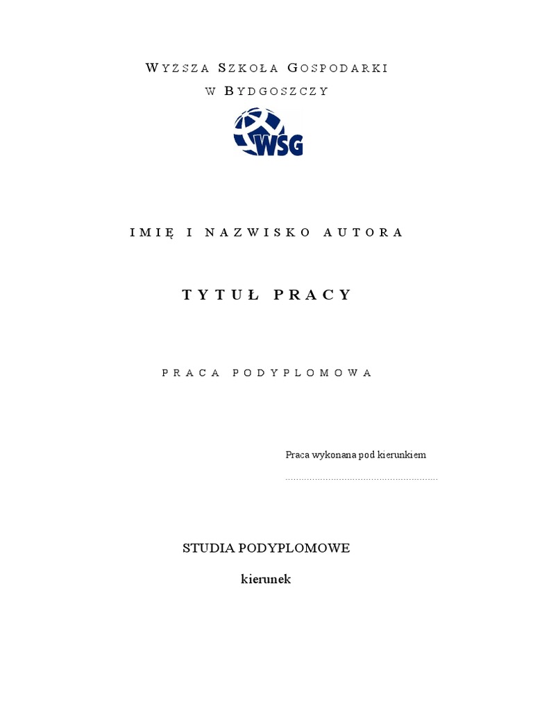 Strona Tytułowa Pracy Dyplomowej-Strona1 | PDF Strona Tytułowa Pracy Dyplomowej-Strona1 | PDF