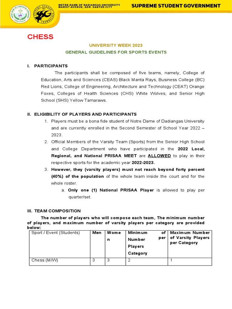 Specific Sports Guidelines | PDF | Sports Rules And Regulations | Sports