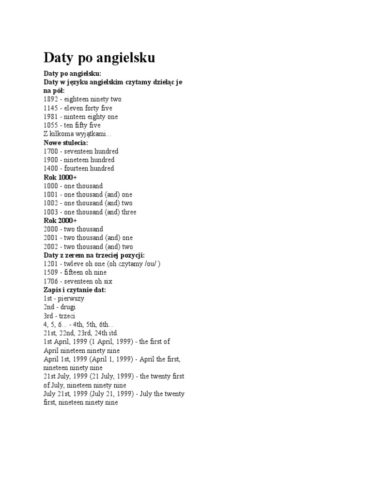 English Date Reading Guide | PDF