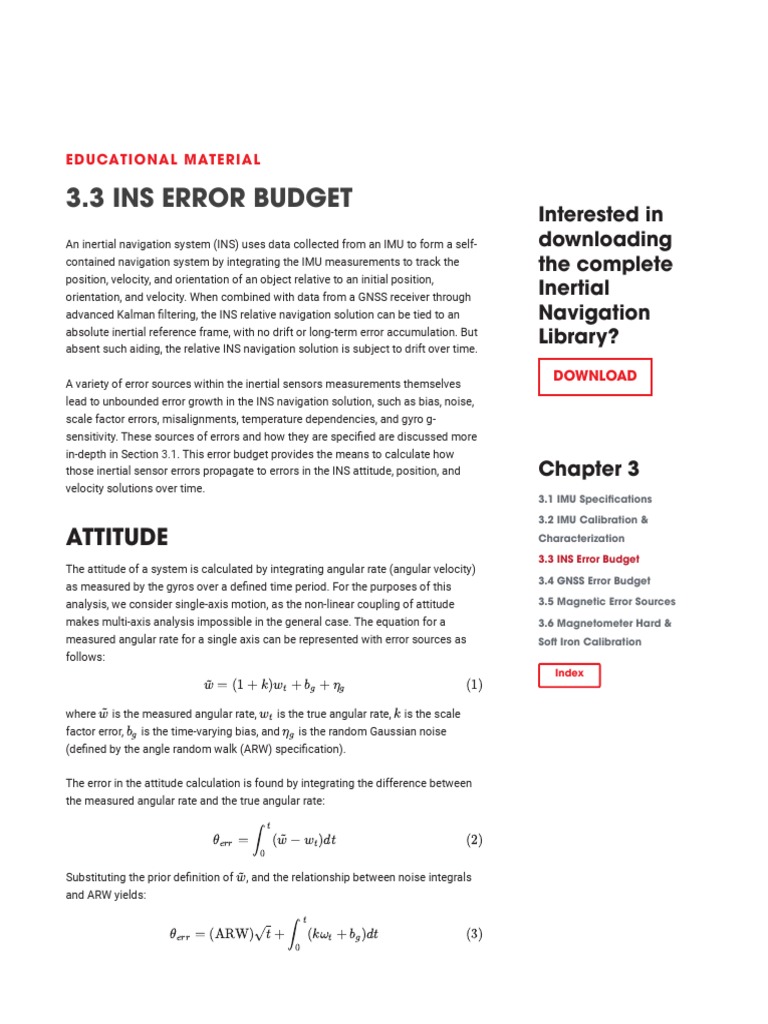 INS Error Budget Analysis | PDF | Inertial Navigation System | Physical ...