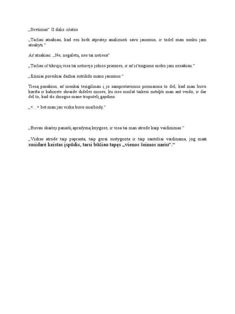 "Svetimas" II Dalis Citatos | PDF