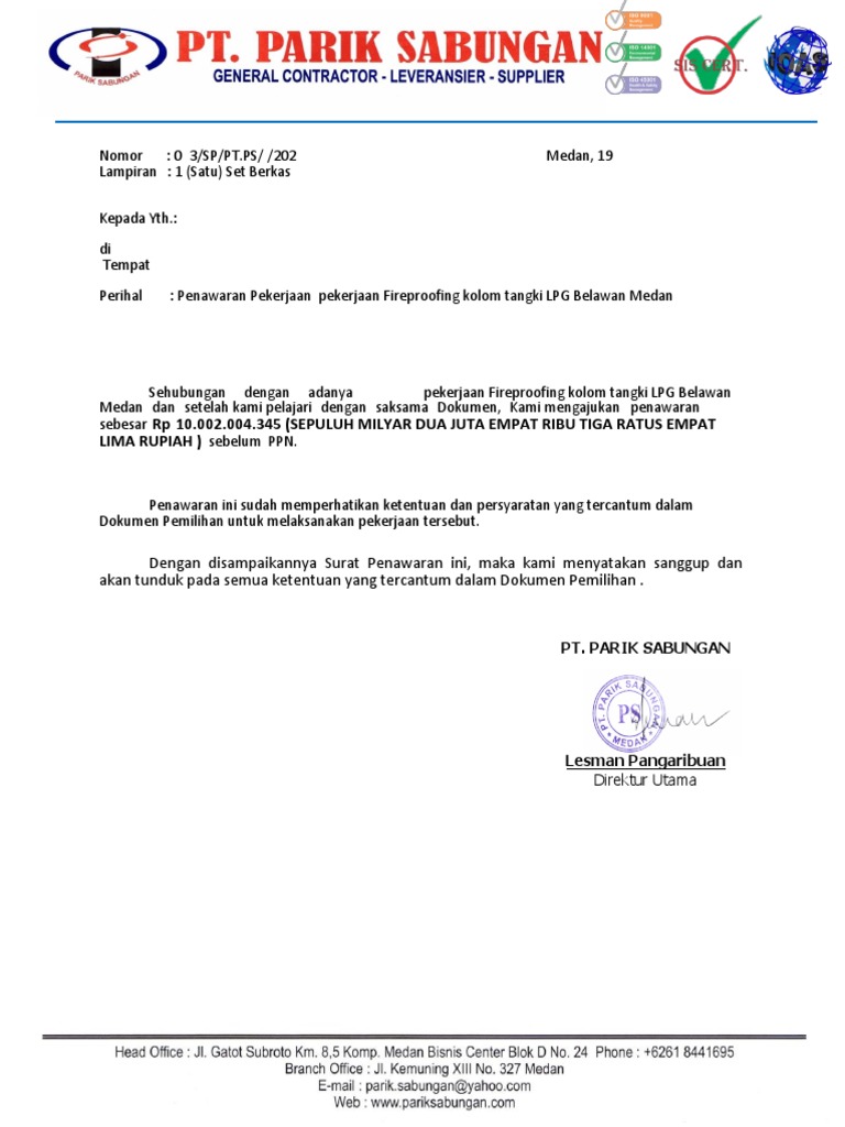 Penawaran - PT - PDC 002 Akhir | PDF